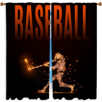 Baseball Window Curtains & Drapes | Black Out | Custom Sizes