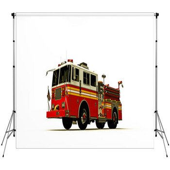 Fire truck Photo Backdrops | Available in Super Large Custom Sizes