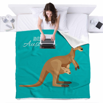 Kangaroo Fleece Blanket Throws | Free Personalization