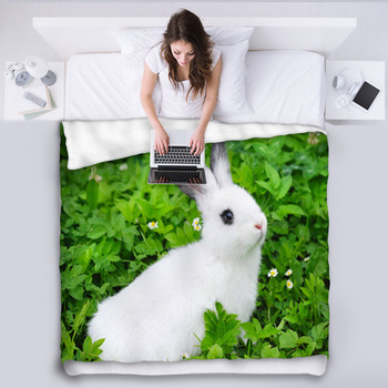 Bunny Fleece Blanket Throws | Free Personalization