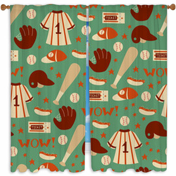 Baseball Window Curtains & Drapes | Black Out | Custom Sizes