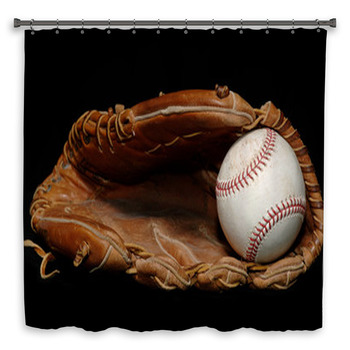 Baseball Shower Curtains, Bath Mats, & Towels Personalize