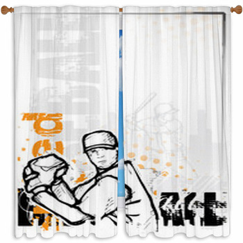 Baseball Window Curtains & Drapes | Black Out | Custom Sizes