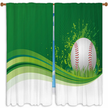 Baseball Window Curtains & Drapes | Black Out | Custom Sizes