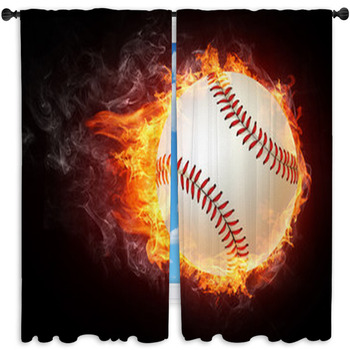 Baseball Window Curtains & Drapes | Black Out | Custom Sizes