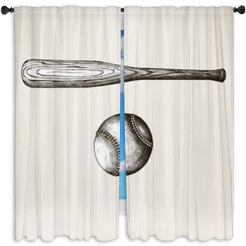 Baseball Window Curtains & Drapes | Black Out | Custom Sizes