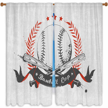 Baseball Window Curtains & Drapes | Black Out | Custom Sizes