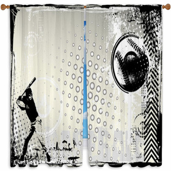 Baseball Window Curtains & Drapes | Black Out | Custom Sizes