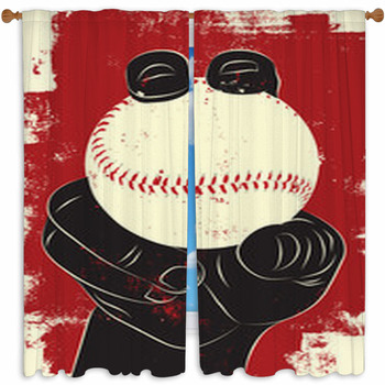 Baseball Window Curtains & Drapes | Black Out | Custom Sizes