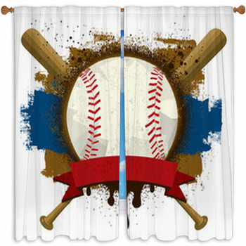 Baseball Window Curtains & Drapes | Black Out | Custom Sizes