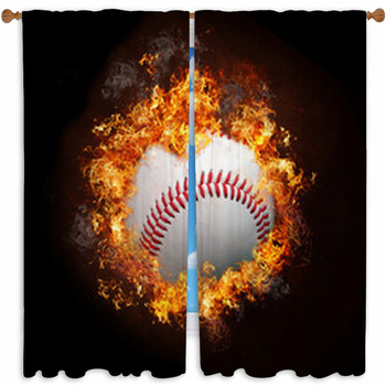 Baseball Window Curtains & Drapes | Black Out | Custom Sizes