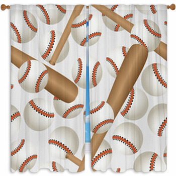 Baseball Window Curtains & Drapes | Black Out | Custom Sizes