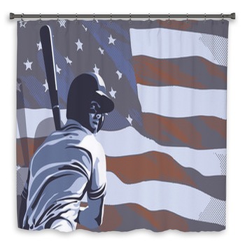 Baseball Shower Curtains, Mats, & Towels Personalize