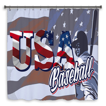Baseball Shower Curtains, Bath Mats, & Towels Personalize