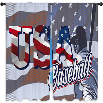 Baseball Window Curtains & Drapes | Black Out | Custom Sizes