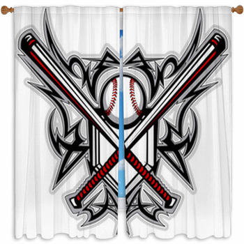 Baseball Window Curtains & Drapes | Black Out | Custom Sizes