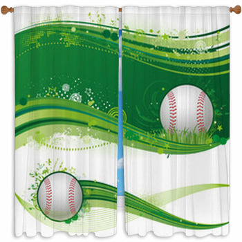 Baseball Window Curtains & Drapes | Black Out | Custom Sizes