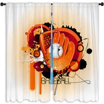 Baseball Window Curtains & Drapes | Black Out | Custom Sizes