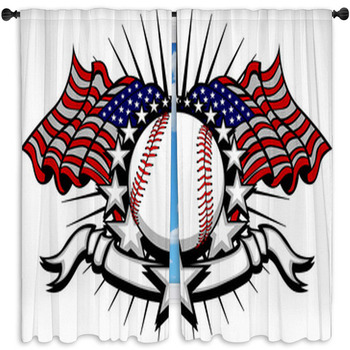 Baseball Window Curtains & Drapes | Black Out | Custom Sizes