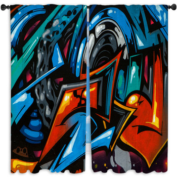 Graffiti Drapes & Window Treatments | Black Out | Custom Sizes