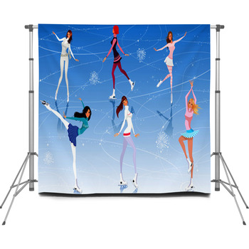 Ice skating Photographer Backdrops | Available in Super Large Custom Sizes