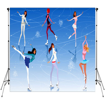 Ice skating Photographer Backdrops | Available in Super Large Custom Sizes