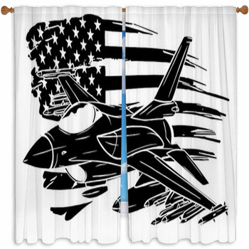 Jet fighter Window Curtains & Drapes | Black Out | Custom Sizes