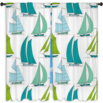 Sailboat Window Curtains & Drapes | Block Out | Custom Sizes