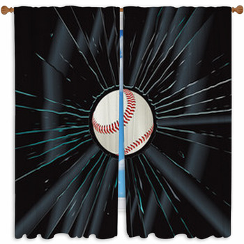 Baseball Window Curtains & Drapes | Black Out | Custom Sizes
