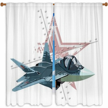 Jet fighter Window Curtains & Drapes | Black Out | Custom Sizes