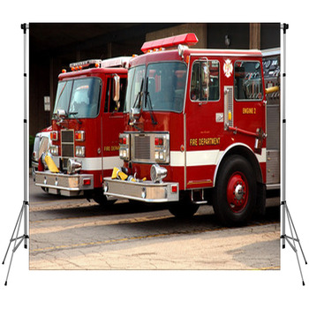 Fire truck Photo Backdrops | Available in Super Large Custom Sizes