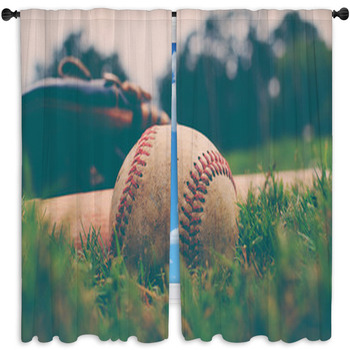 Baseball Window Curtains & Drapes | Black Out | Custom Sizes