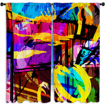 Graffiti Drapes & Window Treatments | Black Out | Custom Sizes