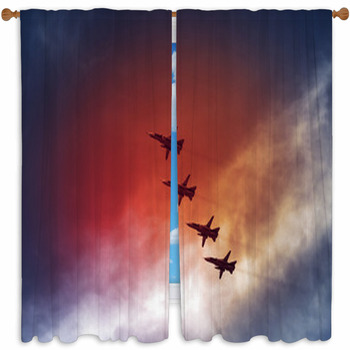 Jet fighter Window Curtains & Drapes | Black Out | Custom Sizes