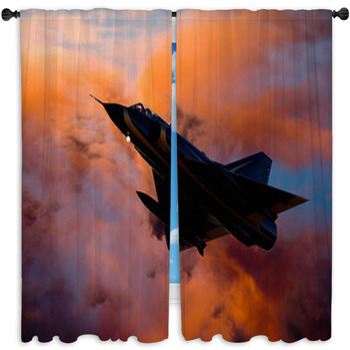 Jet fighter Window Curtains & Drapes | Black Out | Custom Sizes