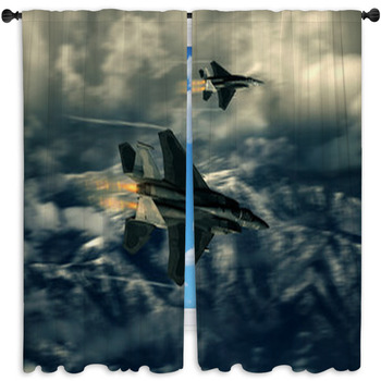Jet fighter Window Curtains & Drapes | Black Out | Custom Sizes
