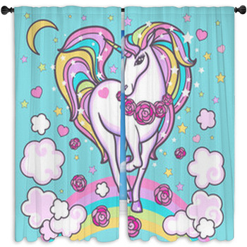 Unicorn Window Curtains & Drapes | Black Out | Custom Sizes