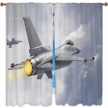 Jet fighter Window Curtains & Drapes | Black Out | Custom Sizes