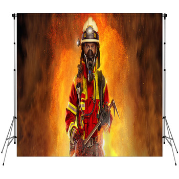 Firefighter Photographer Backdrops | Available in Super Large Custom Sizes