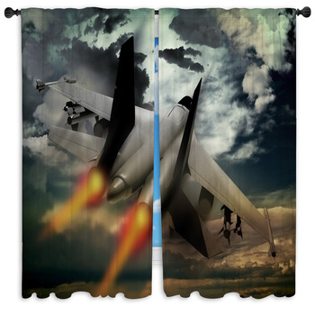 Jet Fighter Window Curtains | Custom Size Drapes