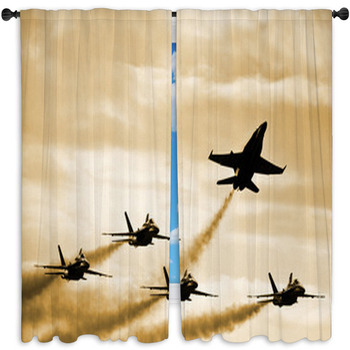 Jet fighter Window Curtains & Drapes | Black Out | Custom Sizes