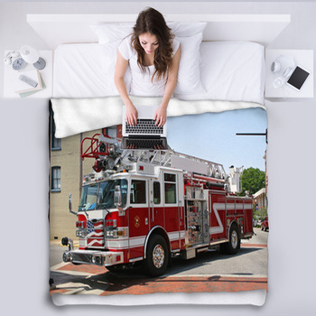 Fire truck Fleece Blanket Throws | Free Personalization