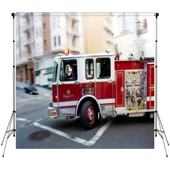 Fire truck Photo Backdrops | Available in Super Large Custom Sizes