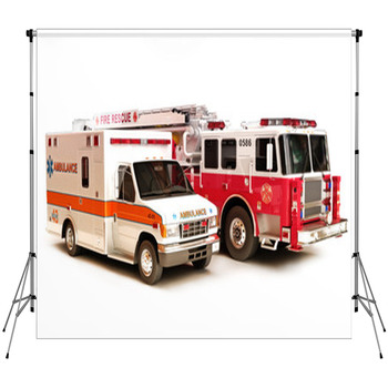 Fire truck Photo Backdrops | Available in Super Large Custom Sizes