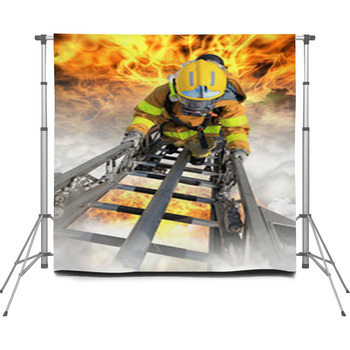 Firefighter Photographer Backdrops | Available in Super Large Custom Sizes