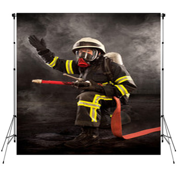 Firefighter Photographer Backdrops | Available in Super Large Custom Sizes