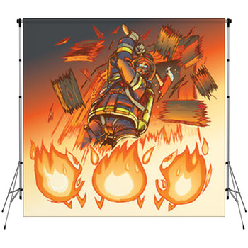 Firefighter Photographer Backdrops | Available in Super Large Custom Sizes