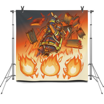 Firefighter Photographer Backdrops | Available in Super Large Custom Sizes