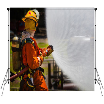 Firefighter Photographer Backdrops | Available in Super Large Custom Sizes