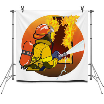 Firefighter Photographer Backdrops | Available in Super Large Custom Sizes